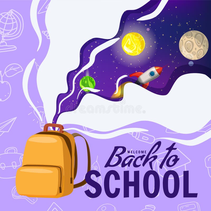 Back To School Poster Backpack, Space Imagination, Creative Concept ...