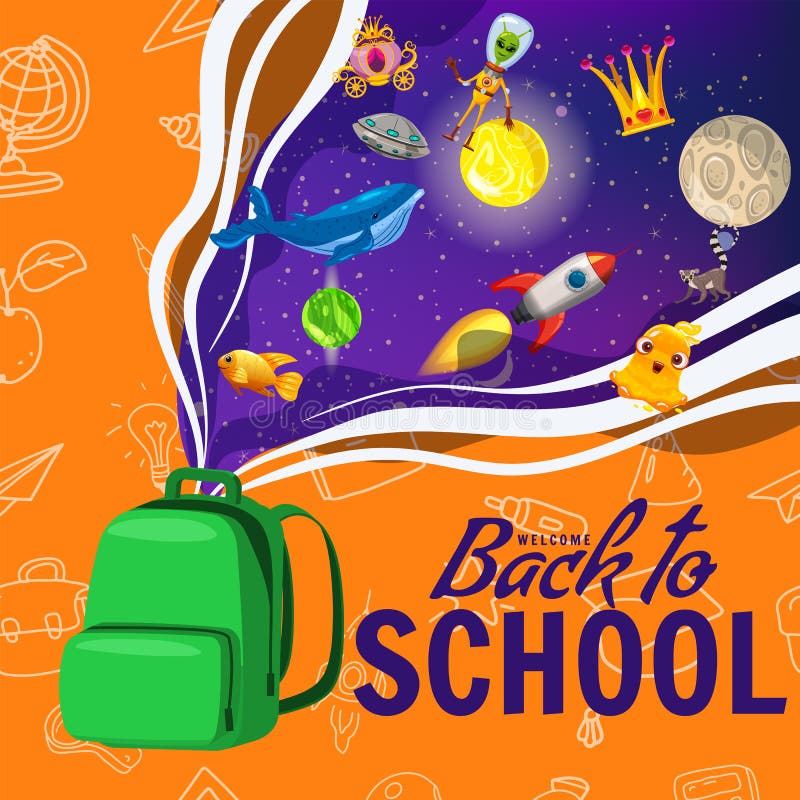 Back To School Poster Backpack, Space Imagination, Creative Concept ...
