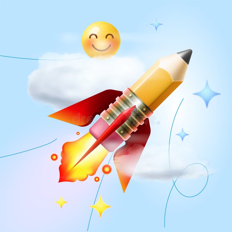Back To School Poster with Flying Rocket Template. Vector Image Stock ...
