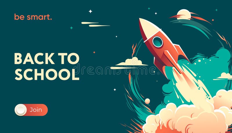 Back To School Poster with Flying Rocket Stock Vector - Illustration of ...