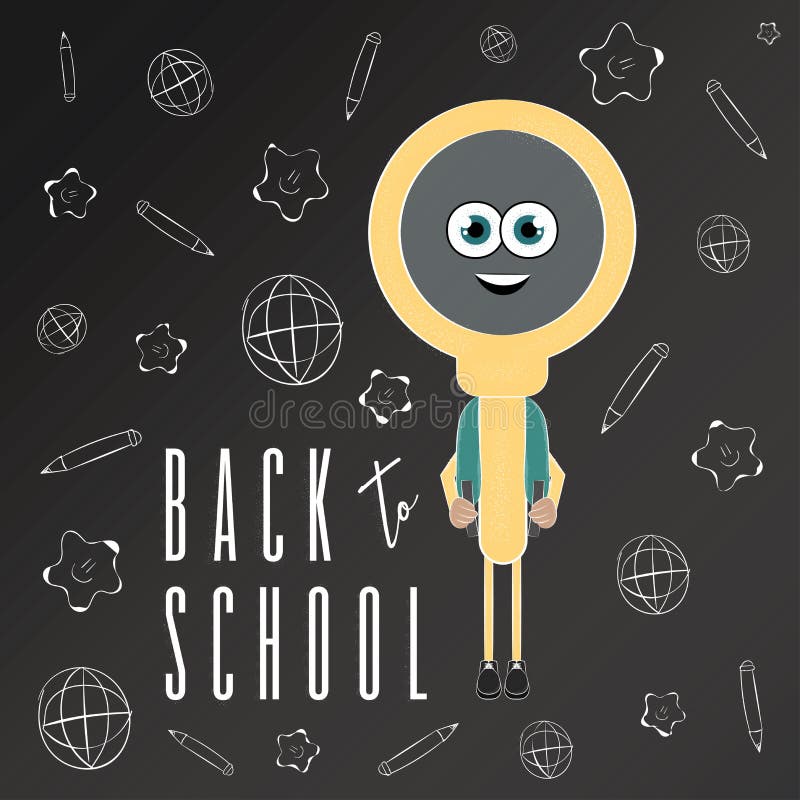 Back To School Poster with a Happy Magnifying Glass Stock Vector ...