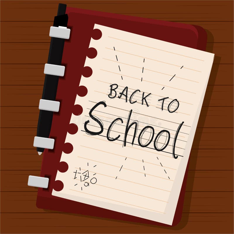 Back To School Poster with a Notebook Stock Vector - Illustration of ...