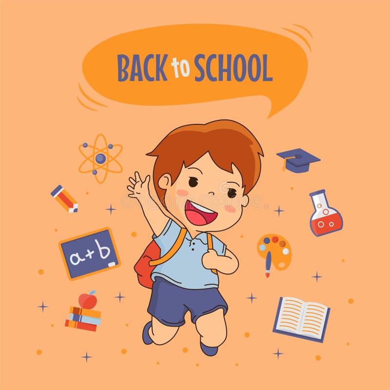 Back To School Poster Template with Student Illustration Stock ...