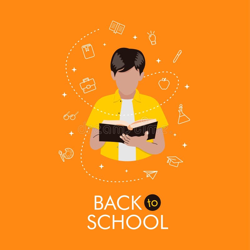 Back To School Poster Template Vector Orange Background Stock Vector ...