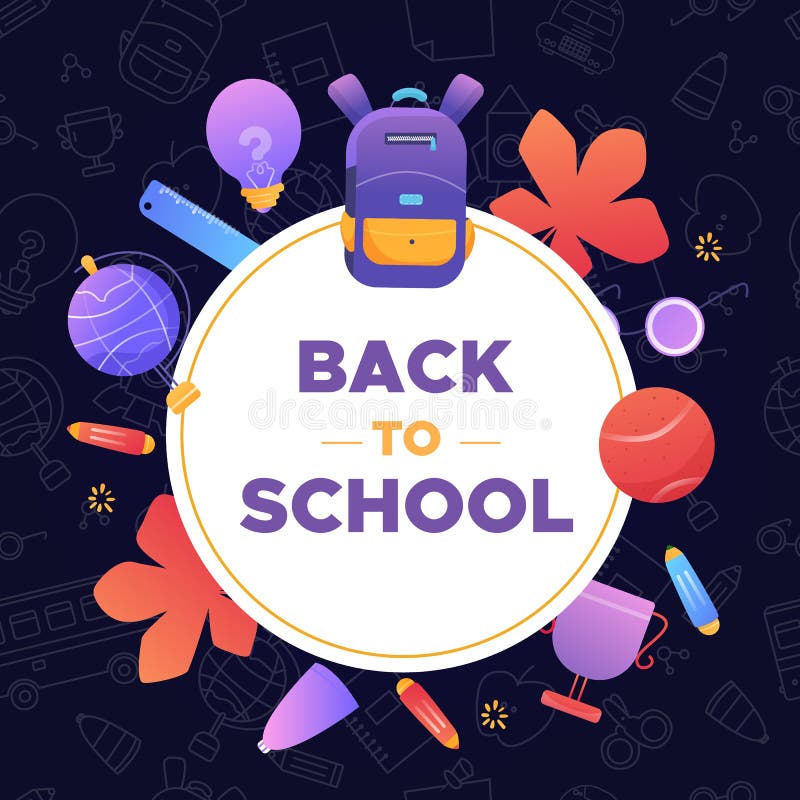 Back To School Promotion Concept with Gradient Backpack and Globe ...