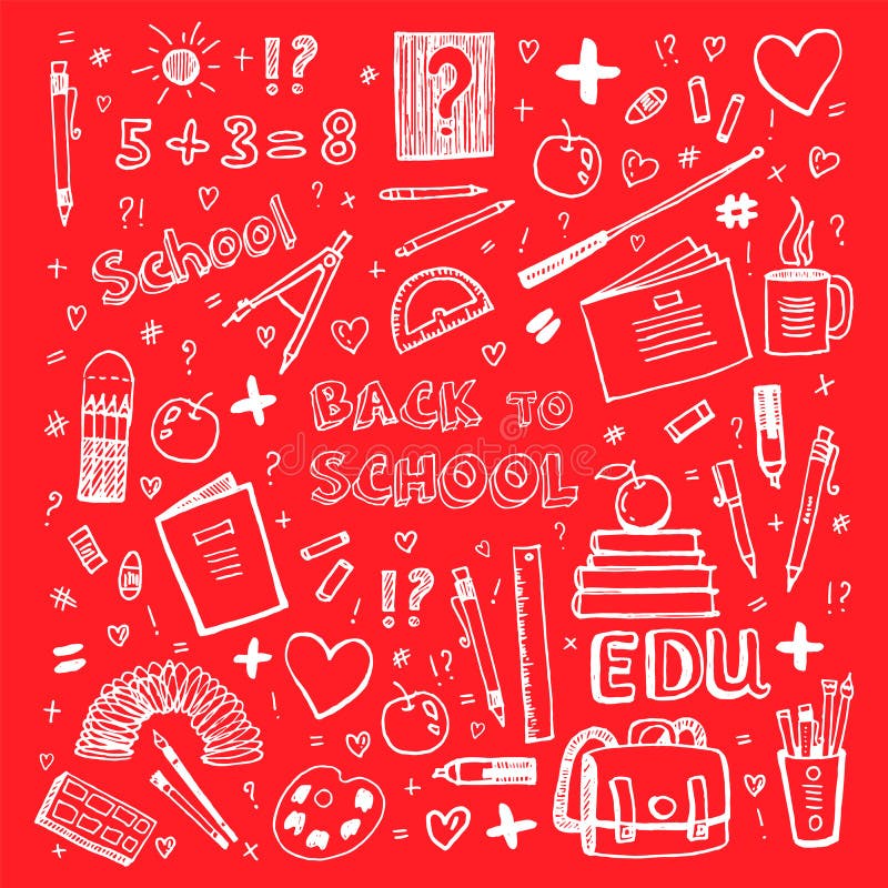 Back To School on Red Color School Blackboard with School and Education ...