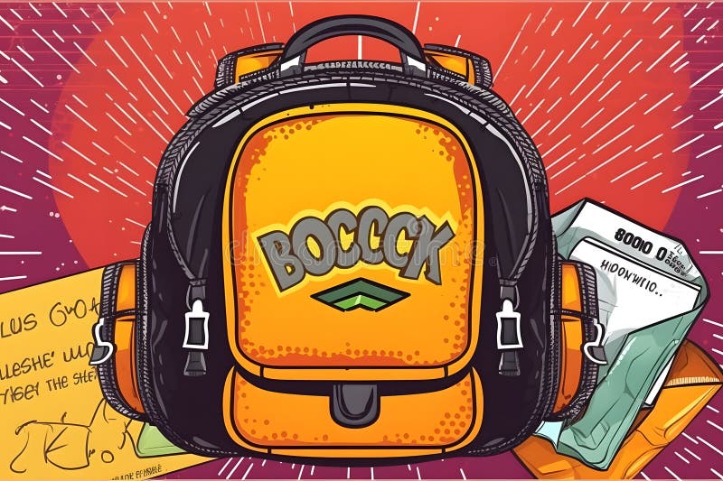 Back To School - Retro Post-card in Pop-art Style, Featuring a Backpack ...