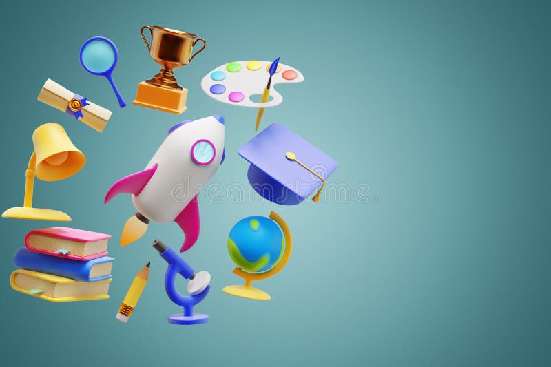 Back To School. Rocket and Education Learning Elements Stock ...