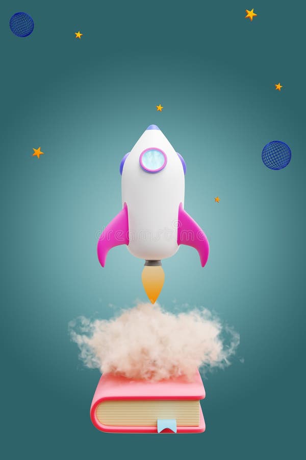 Back To School. Rocket Launch from the Book Stock Illustration ...