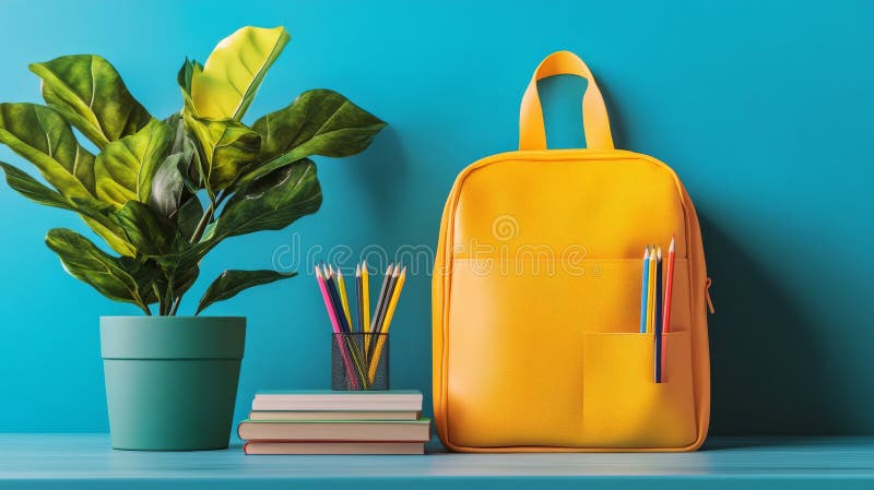 The Back-to-school Scene Features a Pastel Backpack, Various Supplies ...