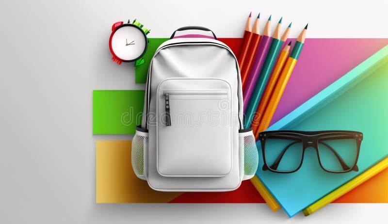 Back To School with School Items and Elements, Online Learning, Study ...