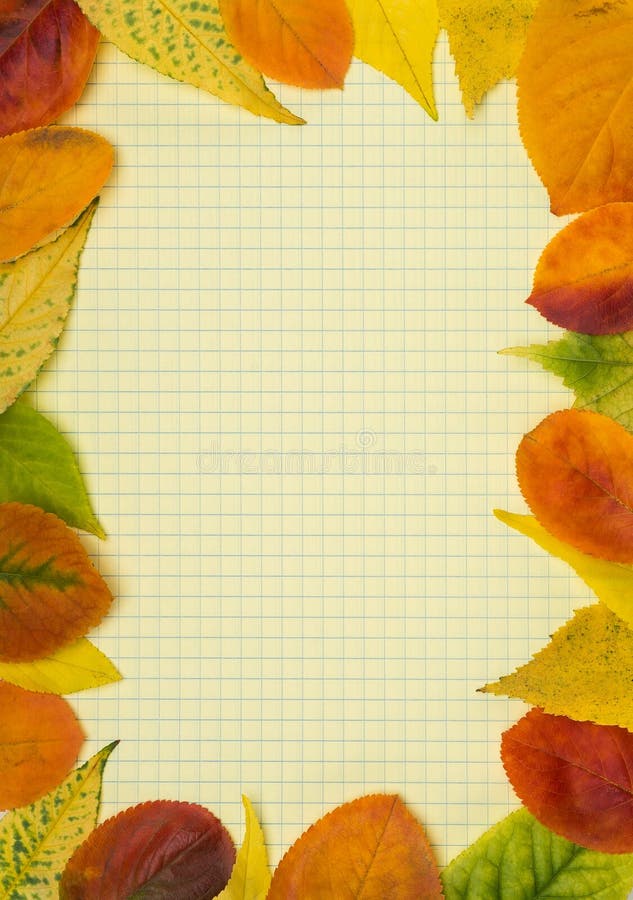 Back To School.School Notebook and Frame of Autumn Leaves Stock Photo ...