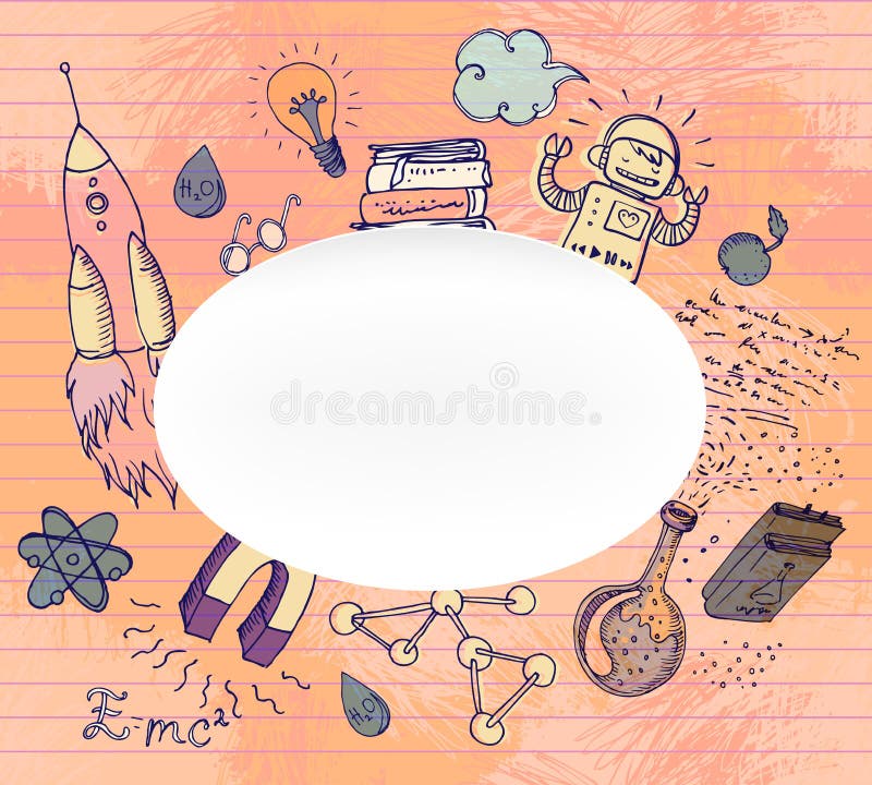 Back To School: Science Lab Objects Doodle Vintage Style Sketches ...