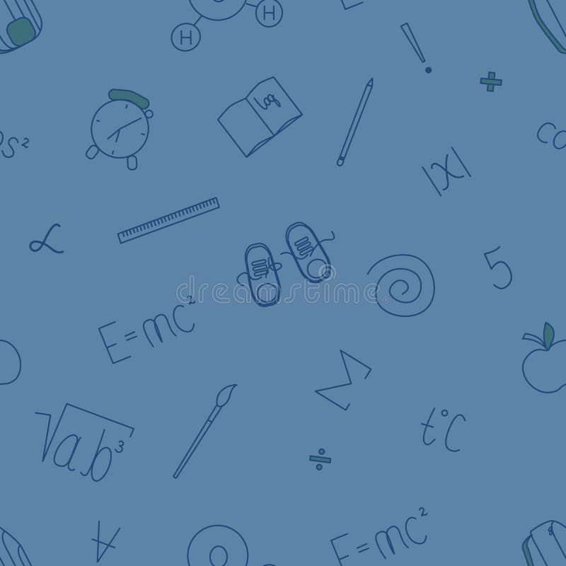 Back To School Seamless Outline Pattern. Different School Supplies and ...