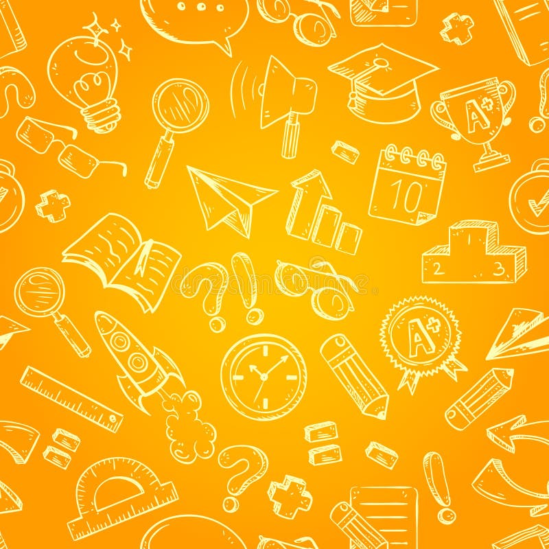 Back To School Seamless Pattern with Various Study Stock Illustration ...