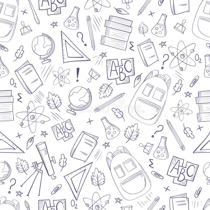Back To School Seamless Pattern. Different Study Supplies Vector Stock ...