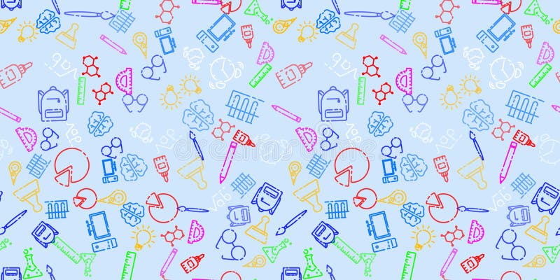 Back To School Seamless Pattern. Learning Concept. Background with ...