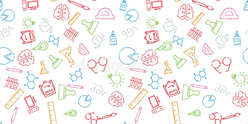 Back To School Seamless Pattern. Learning Concept. Background with ...