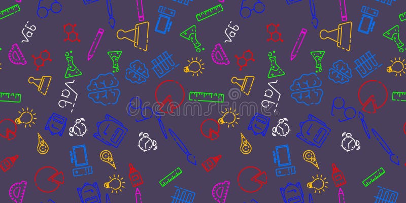 Back To School Seamless Pattern. Learning Concept. Background with ...