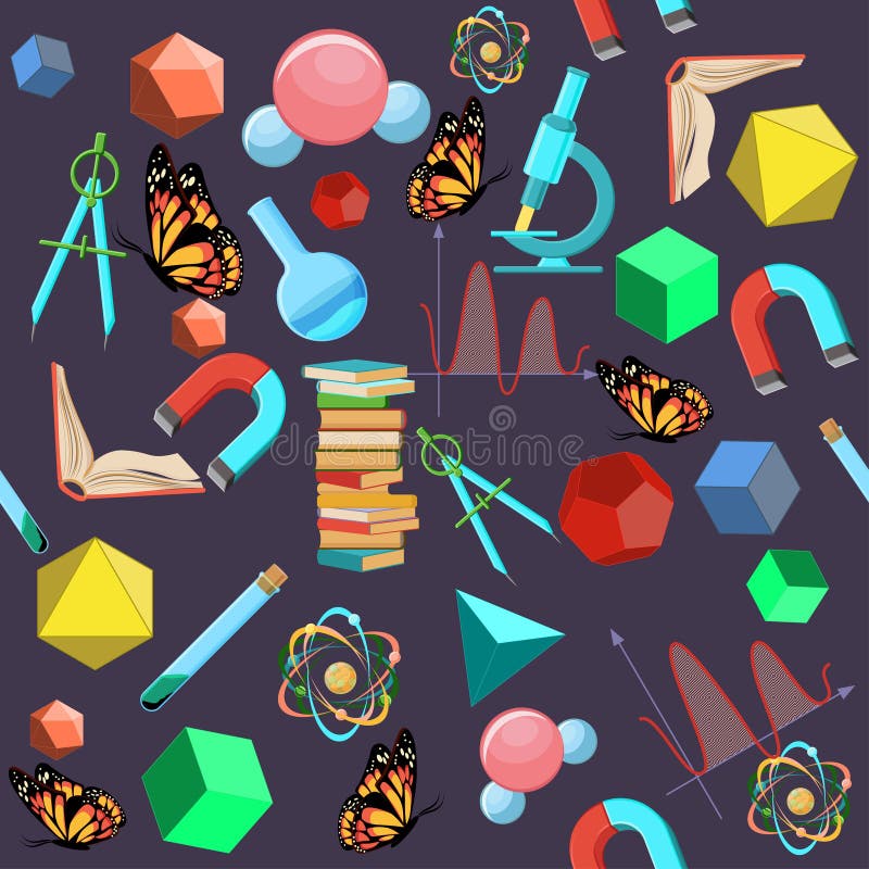 Colorful Chemistry Scientific Seamless Pattern with Chemical Equipment ...