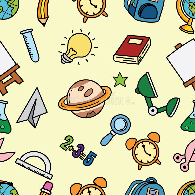 Back To School Seamless Pattern Stock Vector - Illustration of cute ...