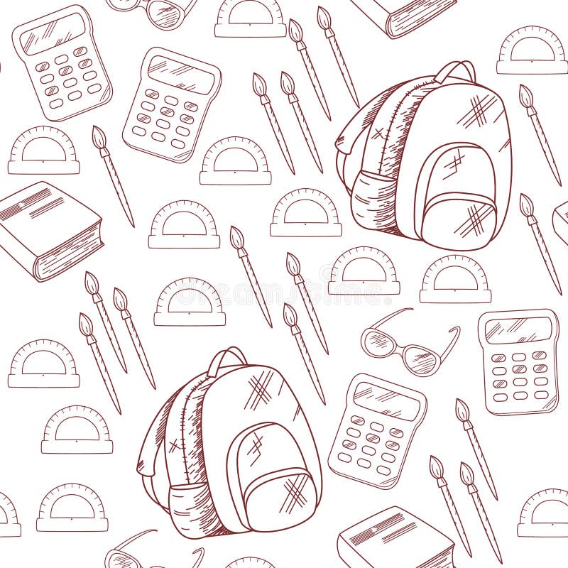 School Pattern Set Different School Things Stock Illustrations – 115 ...