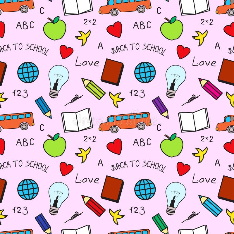 Back To School Seamless Texture Stock Vector - Illustration of number ...