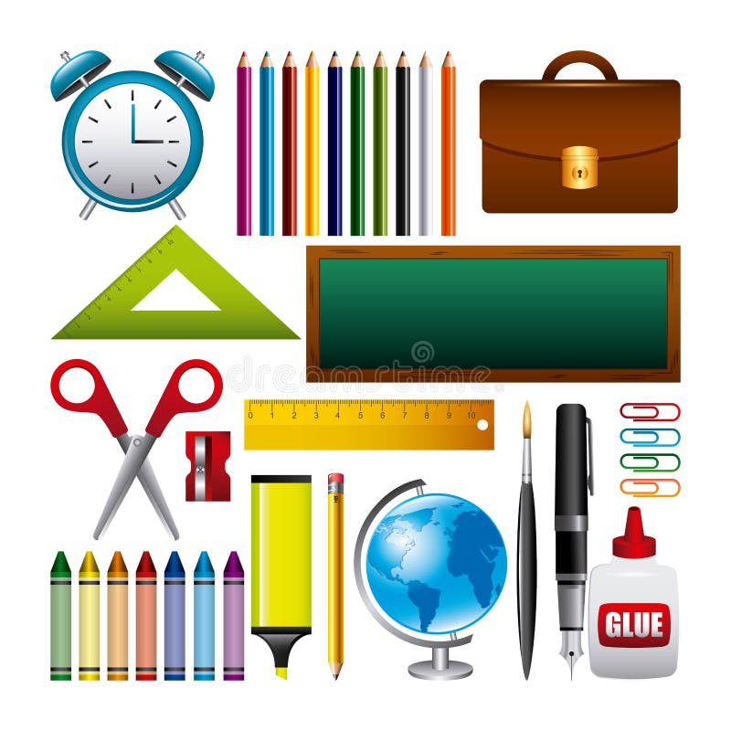 Back To School Set Supplies Stock Vector - Illustration of clip ...