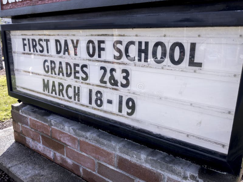 A `Back To School` Sign, Inviting Elementary Students To Return after ...