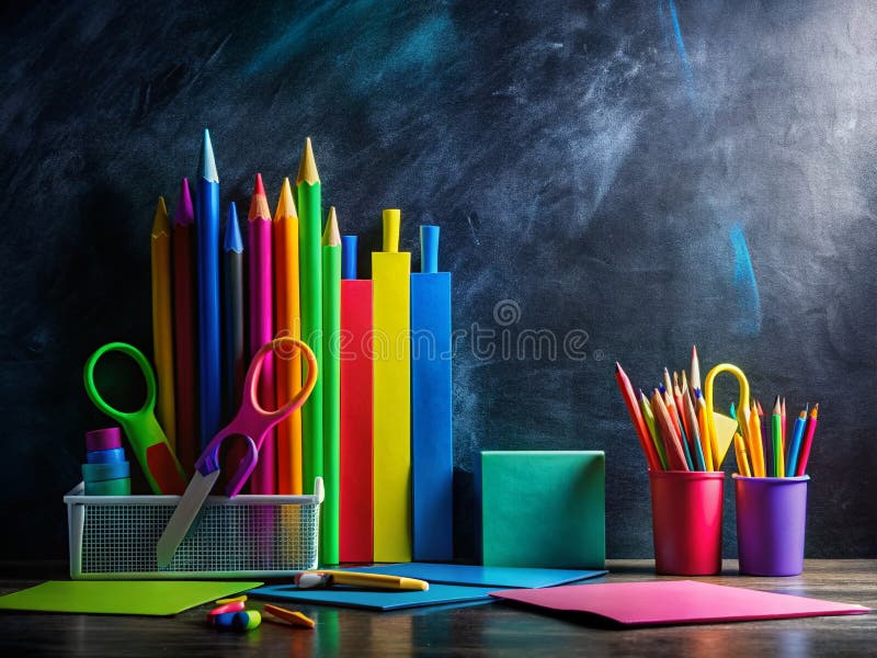 Back To School Silhouette School Supplies and Learning Essentials on a ...