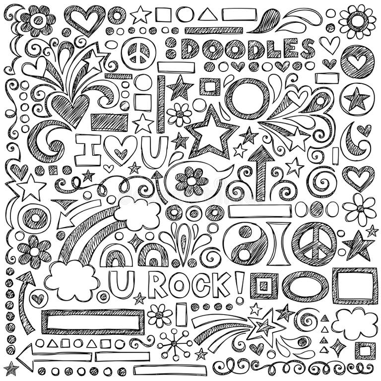 Back To School Sketchy Notebook Doodles Vector Ill Stock Vector ...