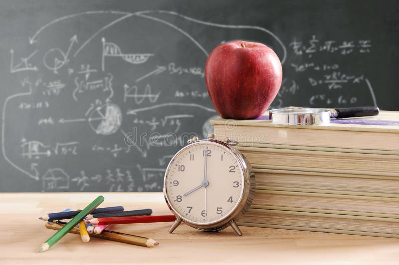 Back To School, Stack of Book in Classroom. Stock Photo - Image of life ...
