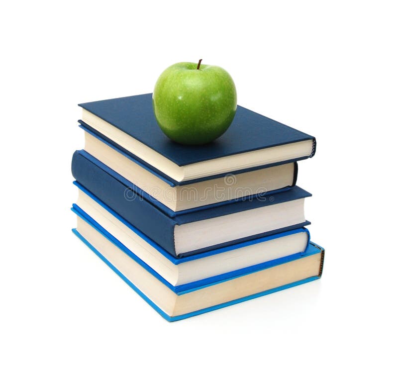 Stack of books with apple stock photo. Image of student - 30112966