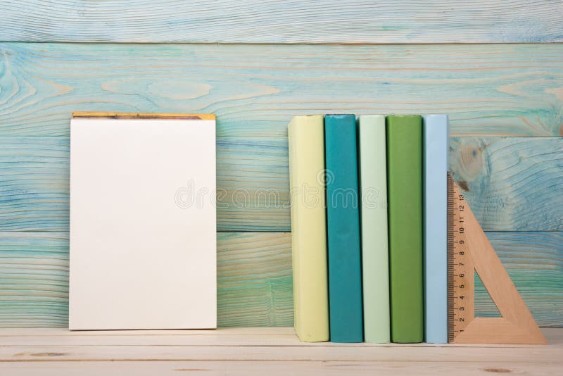 Back To School. Stack of Colorful Books on Wooden Table. Copy Space ...
