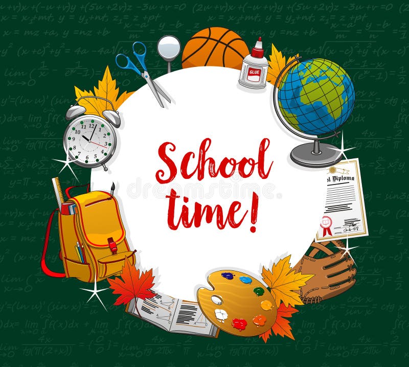 School Time Poster. Student at Classroom Locker Stock Vector ...