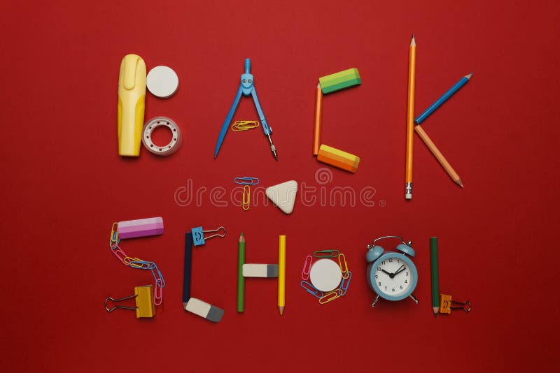 School Stationery Isolated on White Background. Banner for Sale Stock ...