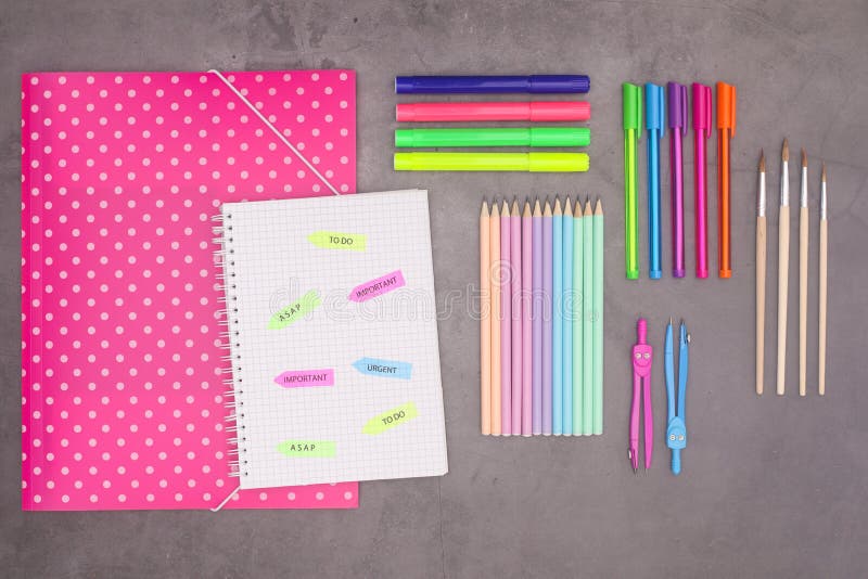 BAck To School Stationery on the Table Stock Photo - Image of objects ...