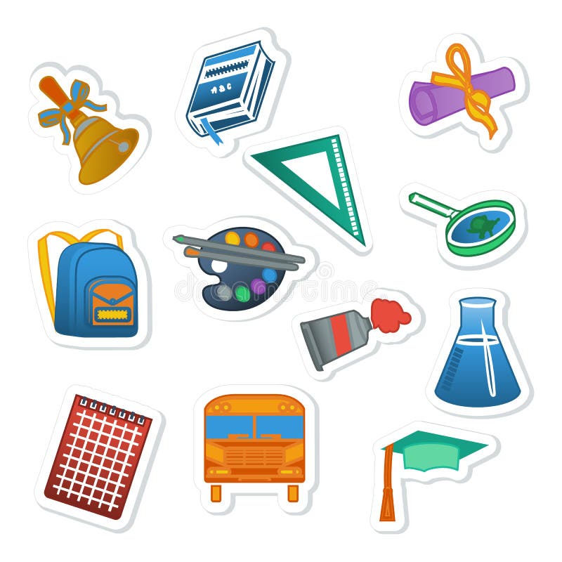 Back To School Sticker Colorful Set Stock Vector - Illustration of ...