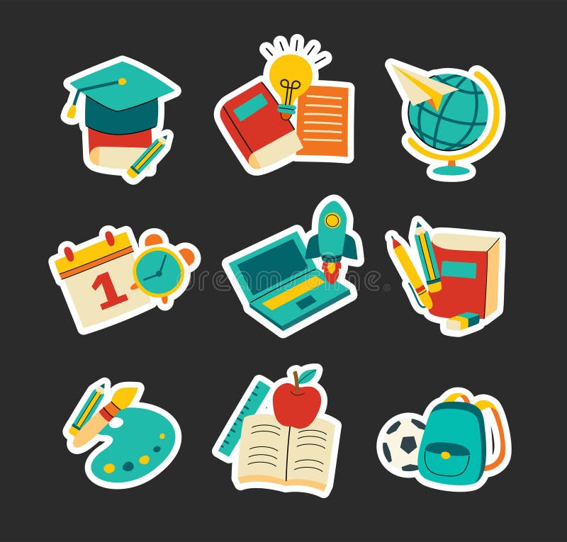 Back To School Sticker Set Doodle Style. Education Hand Drawn Objects ...