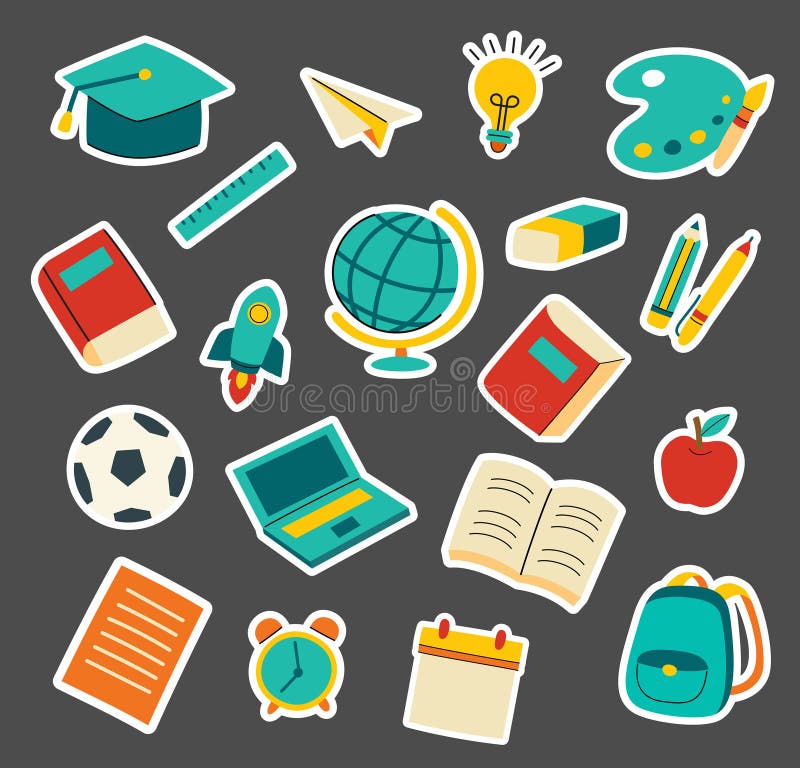Back To School Sticker Set Doodle Style. Education Hand Drawn Objects ...