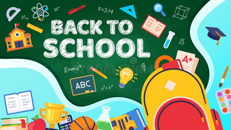 Back To School. Student Backpack with Teaching Supplies Book, Pencil ...