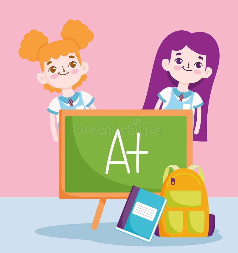 Back To School, Student Girls Blackboard Backpack Notebook Elementary ...