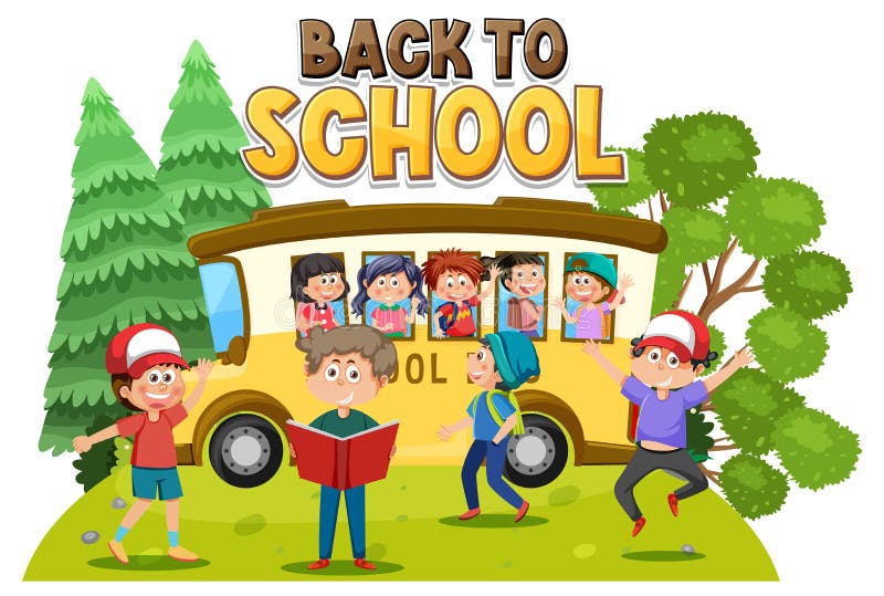 Back To School with Student Kids Stock Vector - Illustration of outdoor ...