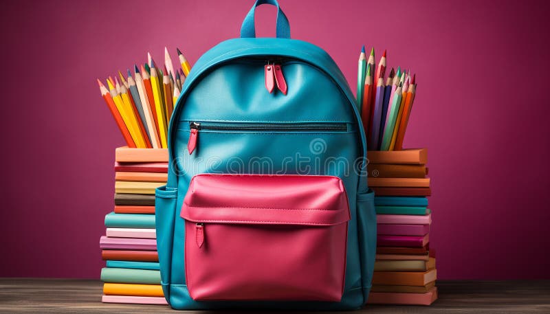 Back To School Student Learning, Backpack Full of Books Generated by AI ...