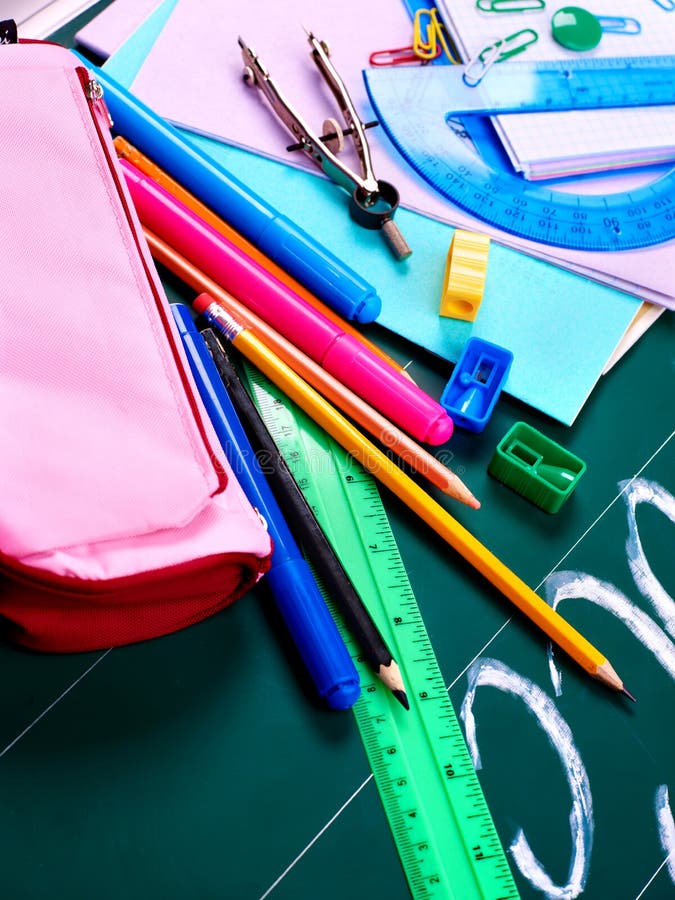 Back to school supplies. stock image. Image of homework - 20083423