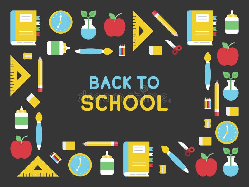 Back To School, School Supplies Poster Template Vector Stock Vector ...