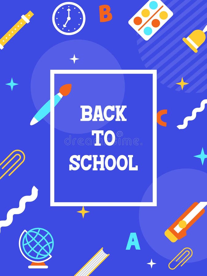 School Supplies Poster Template, Vector Illustration Stock Vector ...