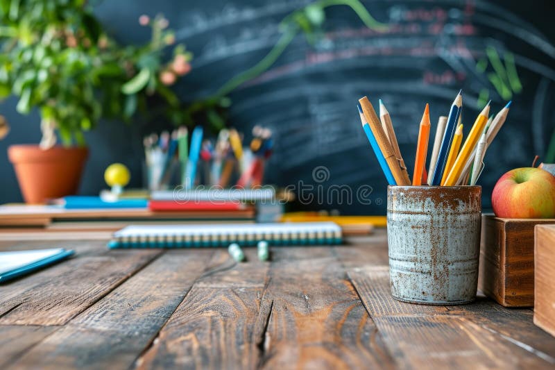 Back To School Table Banner. Generate Ai Stock Image - Image of tools ...