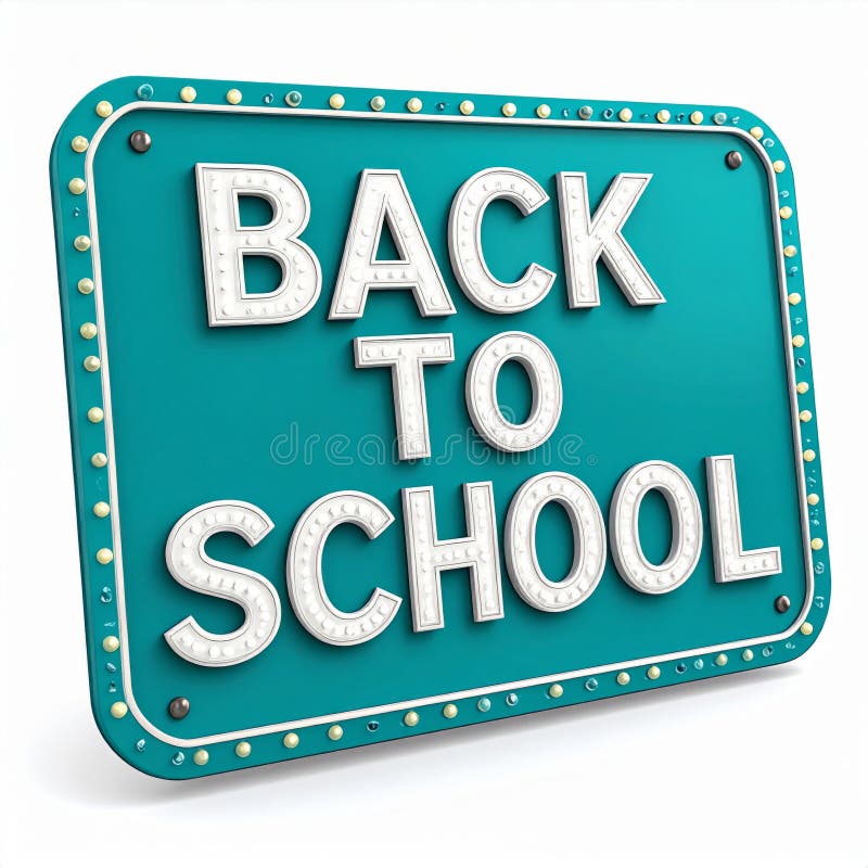 Back To School Teal Sign with White Lettering Stock Illustration ...