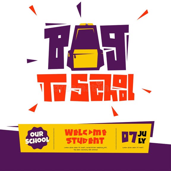 Back To School Template Design with Typography of Bag To School with ...